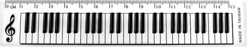 15cm Keyboard Design Clear Ruler - Logans Pianos